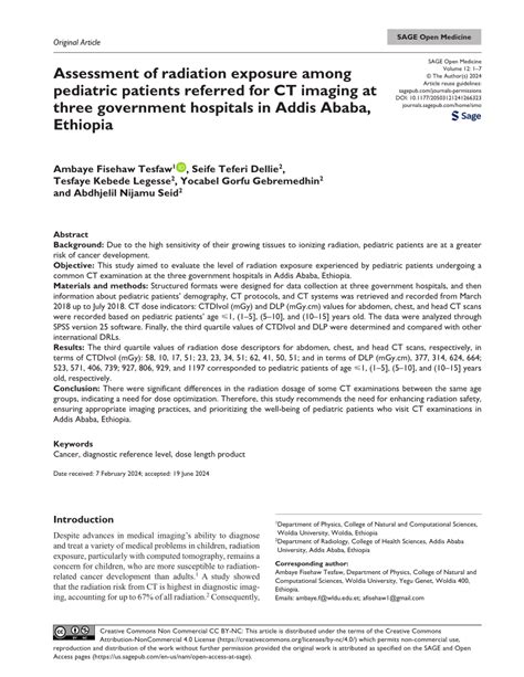 Pdf Assessment Of Radiation Exposure Among Pediatric Patients Referred For Ct Imaging At Three