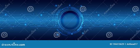 Wide High Tech Technology Background Texture Circuit Board Vector Illustration Stock Vector