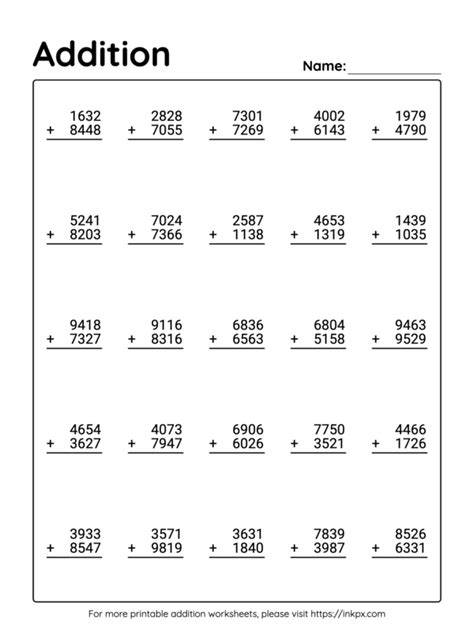 Free Printable 4 Digit Addition Worksheet With Regrouping 1 · Inkpx Worksheets Library