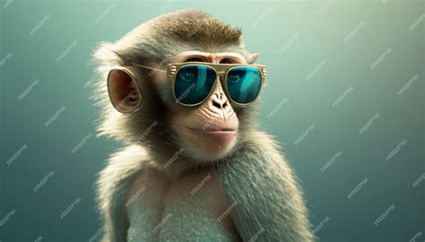 Premium Photo Funny Monkey Wearing Sunglasses Generative Ai