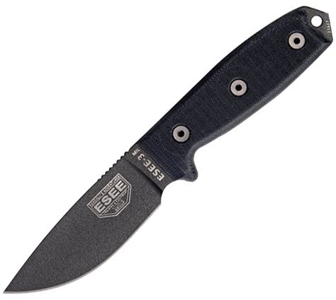 Esee Model 3mil Knife Black G10 Plain Edge Es3milpblk