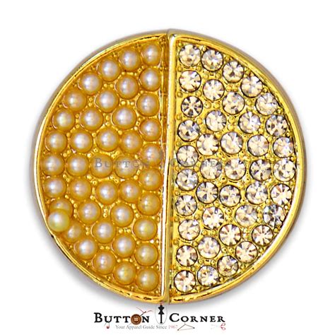 Round Shape Pearl And Stone Button Button Corner
