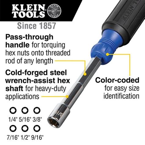 65411 Klein Klein Tools 65411 Klein 6 Piece Color Coded Nut Driver