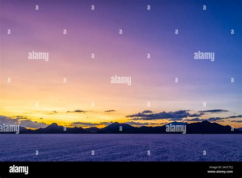 Wide Angle View Of Bonneville Salt Flats Near Salt Lake City Utah At