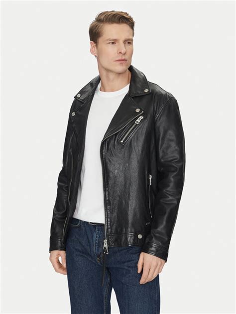 Guess Кожено яке M2yl12 L0qn0 Черен Regular Fit Modivobg