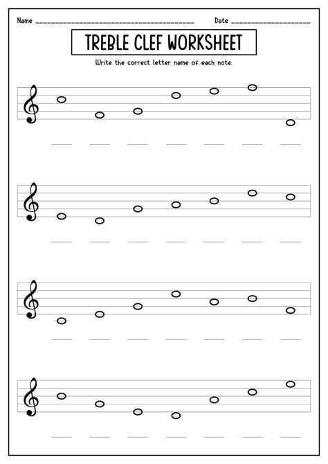 Treble Clef Worksheet