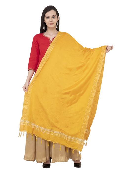 A R Silk Golden Border Regular Dupatta Color Yelllow Dupattachunni