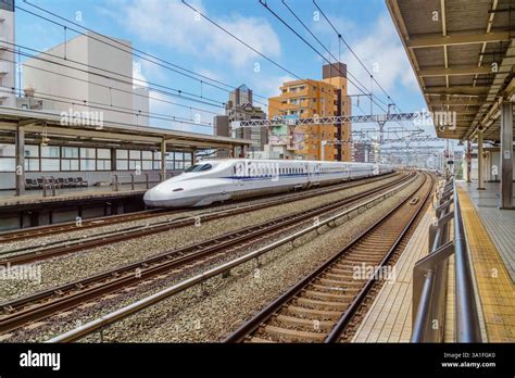 Hamamatsujapan June 27 2024 White Shinkansen Bullet Train Passing