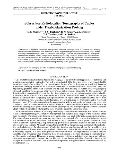 Pdf Subsurface Radiolocation Tomography Of Cables Under Dual