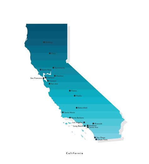 Vector Isolated Simplified Illustration With Map Of State Of California Usa In Blue Gradient
