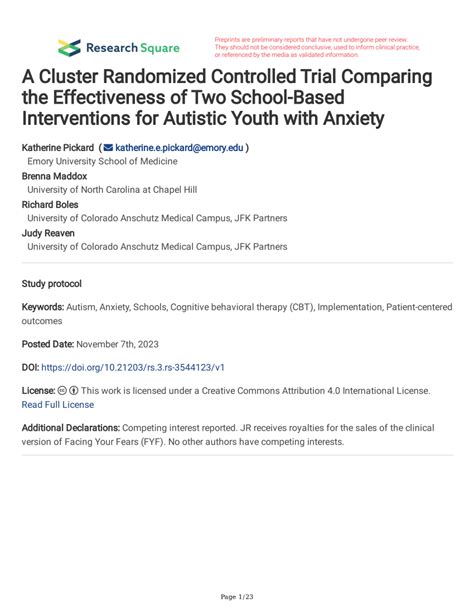 Pdf A Cluster Randomized Controlled Trial Comparing The Effectiveness Of Two School Based