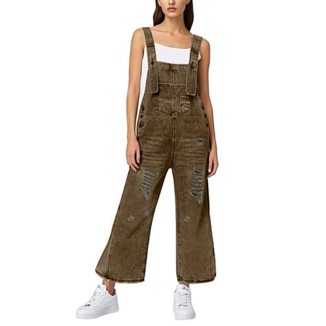 Laipiong Womens Denim Jumpsuits 2026 Casual Summer Ripped Sleeveless