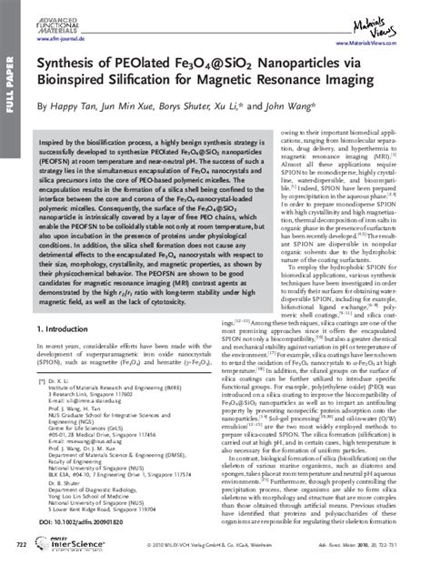 Pdf Preparation Of Silica Coated Magnetic Nanoparticles For