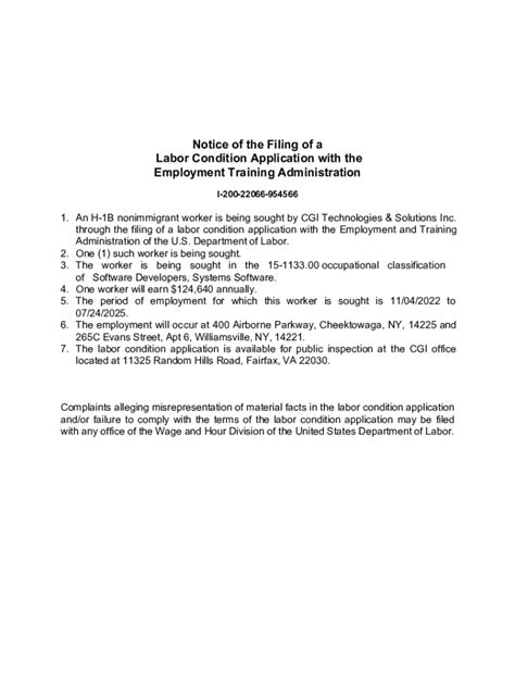 Fillable Online Sample Notice Of Labor Condition Application Fax Email