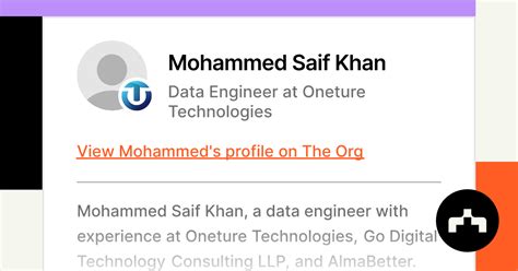 mohammed saif khan data engineer at oneture technologies the org