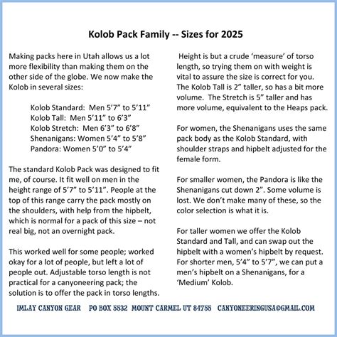 Imlay Kolob Standard Pack