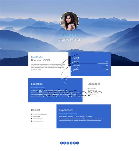 Easy Profile Free HTML CSS Template Flashiat