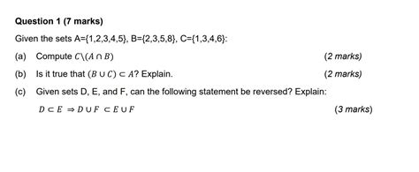 Solved Question Marks Given The Sets Chegg