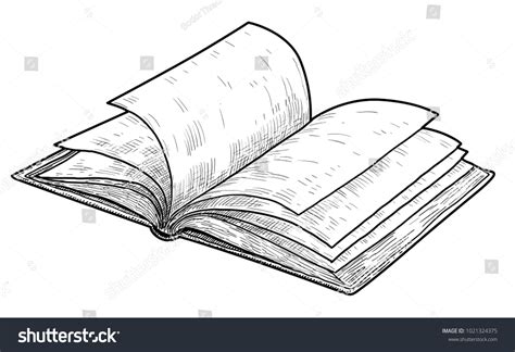 Open Book Illustration Drawing Engraving Ink Stock Vector Royalty Free
