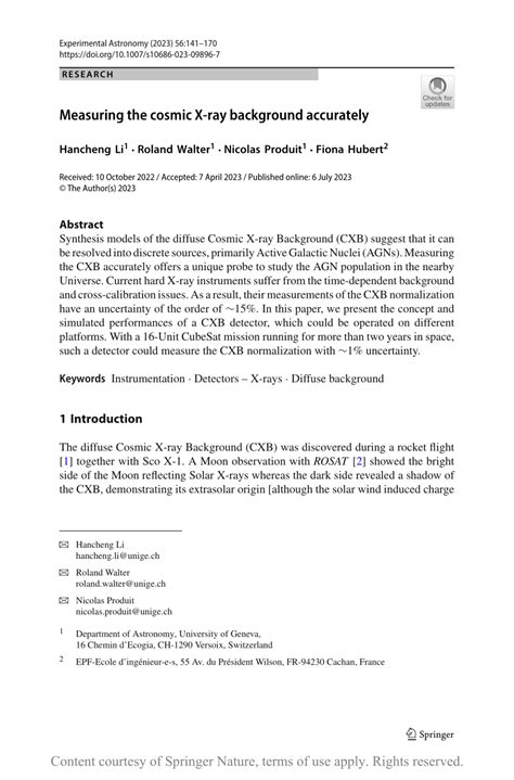 Pdf Measuring The Cosmic X Ray Background Accurately