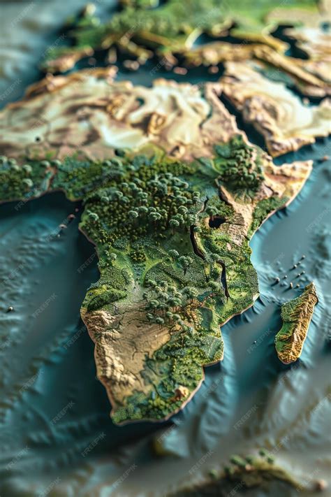 Mapa Em Relevo 3d Detalhado Da África Com Características Topográficas Imagem Premium Gerada
