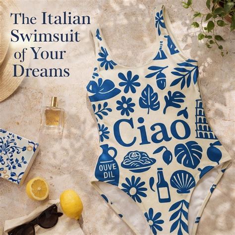 Italian Tile One Piece Swimsuit Coastal Bathing Suit For Women Summer