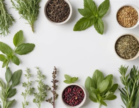 Premium Photo Top View Collection Of Assorted Herbs On A White Background