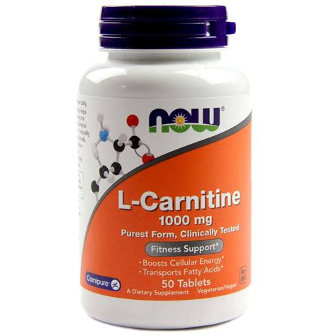 L-Carnitine, 1000 mg, 50 Tabs by Now Foods