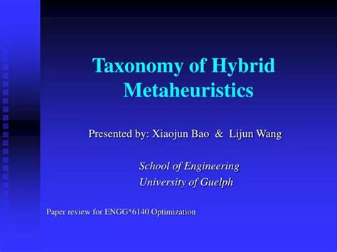 Ppt Taxonomy Of Hybrid Metaheuristics Powerpoint Presentation Free Download Id 3627768