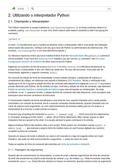 Utilizando O Interpretador Python — Documentação Python 3110