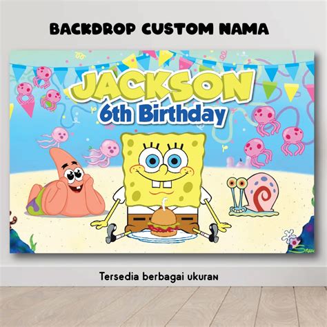 Jual Backdrop Spongebob Squarepants Birthday Background Ulang Tahun Banner Wallpaper Dekorasi