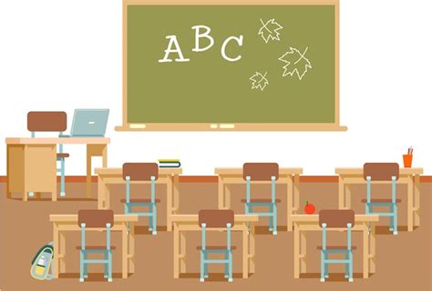 Premium Vector Classroom Interior In School In Flat Style