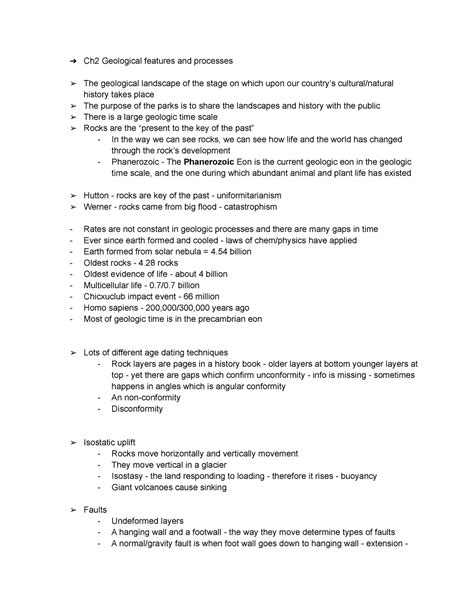 Rock Class Notes Parks And Places Earth Processes Ch2 Geological