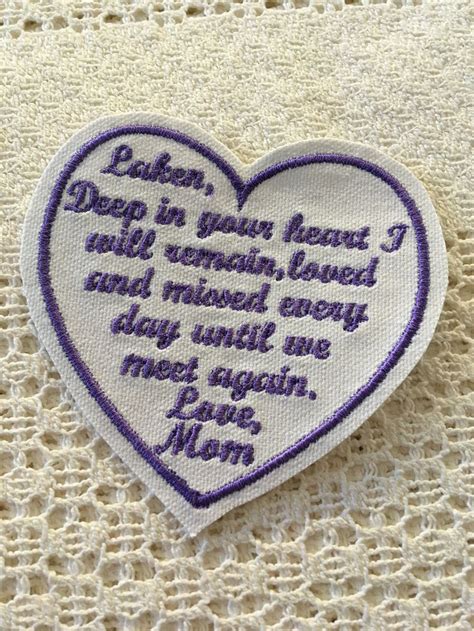 Memory Patch 4x4 Memory Bear Deep In Your Heart I Will Remain Sew Iron On Heart Shaped Patch