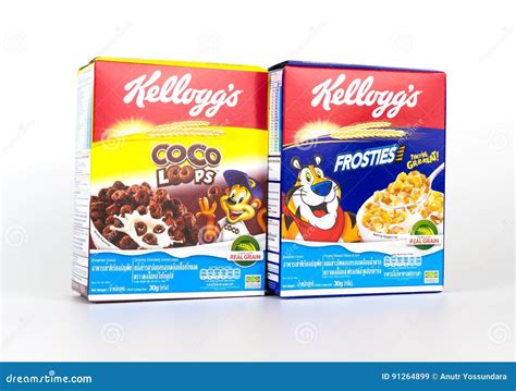 Boxes Of Kellogg`s Breakfast Cereal Isolated Editorial Stock Image