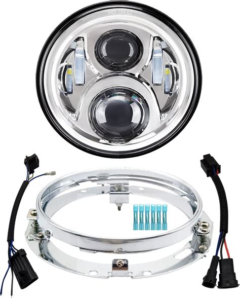 Hcmotorku Motorcycle 7 Inch Headlight Trim Ring Visor Style