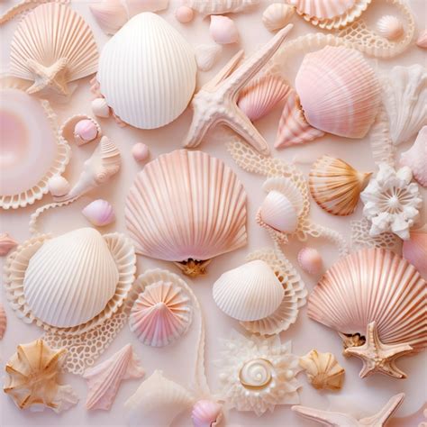 Premium Photo Beautiful Pink Seashells Of Various Shapes And Sizes