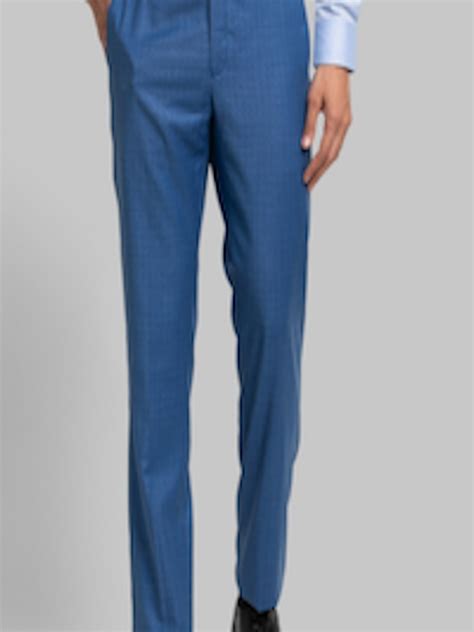 Buy Raymond Men Blue Solid Formal Trousers Trousers For Men 20121954