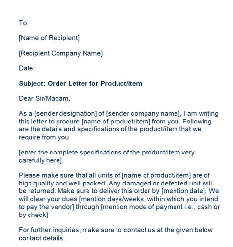 10 Exclusive Order Letter Samples