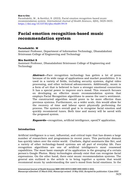 Pdf Facial Emotion Recognition Based Music Recommendation System