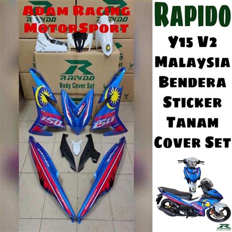 Ready Stock Rapido Coverset Yamaha Y15zr V2 Malaysia Bendera Sticker