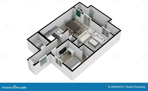 Apartment Plan Layout House Plan Space Floor Plan Stock Illustration