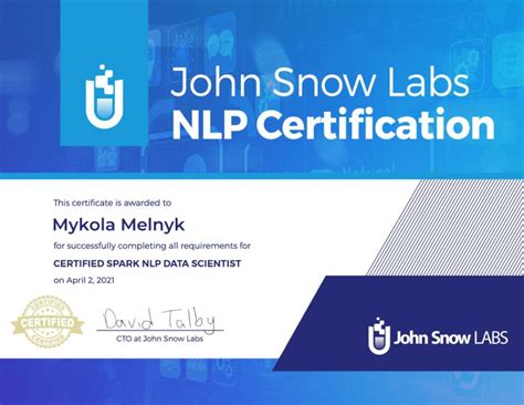 I Passed Training And Certification For Spark Nlp Data Scientist In John Snow Labs Mykola Melnyk