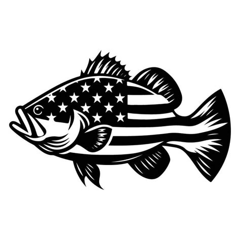 Free American Largemouth Bass Fish Svg Black And White Svg Vector File