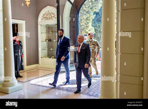 King Abdullah Ii Of Jordan Center Receives New Syrian President Ahmed Al Sharaa Left In