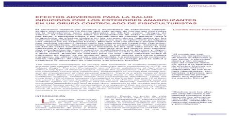 Efectos Adversos Para La Salud Inducidos Por Los · Nuestro País El Uso De Esteroides Ana