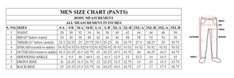 Mens Size Guide Movenera