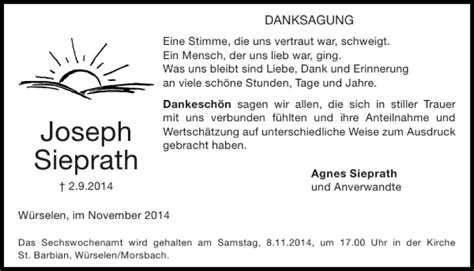 Traueranzeigen Von Joseph Sieprath Aachen Gedenkt