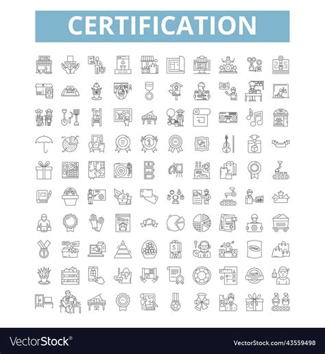 Certification Icons Line Symbols Web Signs Vector Image