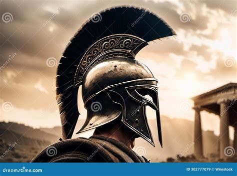 A Gladiator Standing In Front Of A Building With Columns Stock Illustration Illustration Of